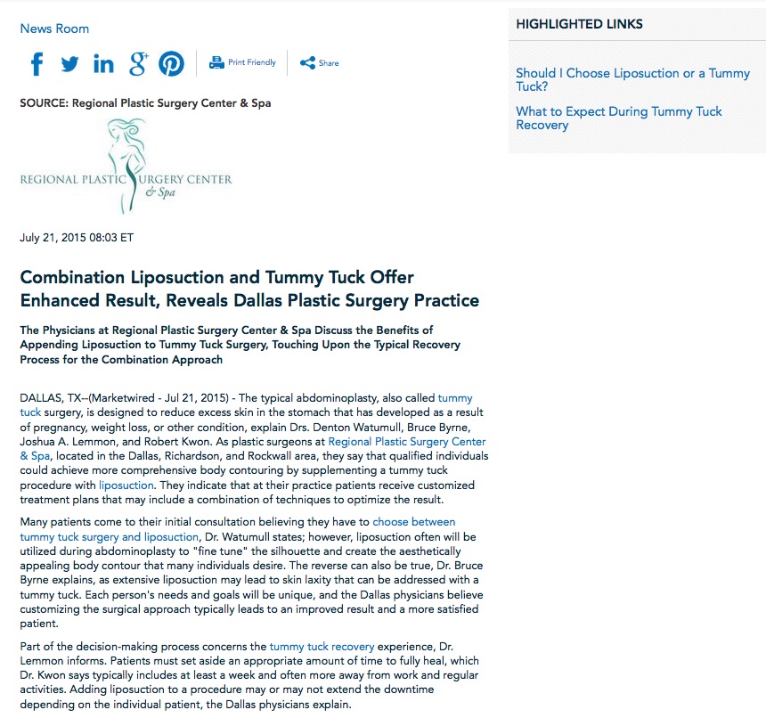 Combination Liposuction and Tummy Tuck Offer Enhanced Result, Reveals ...